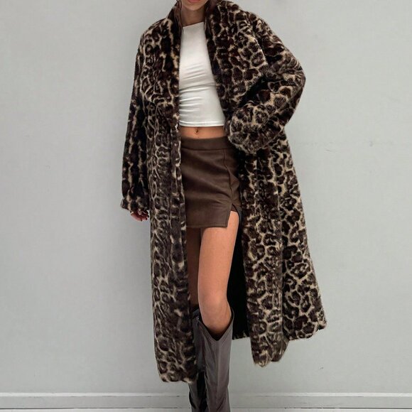 MODA ME COUTURE | Jackets & Coats | Womens Coffee Brown Leopards Print ...